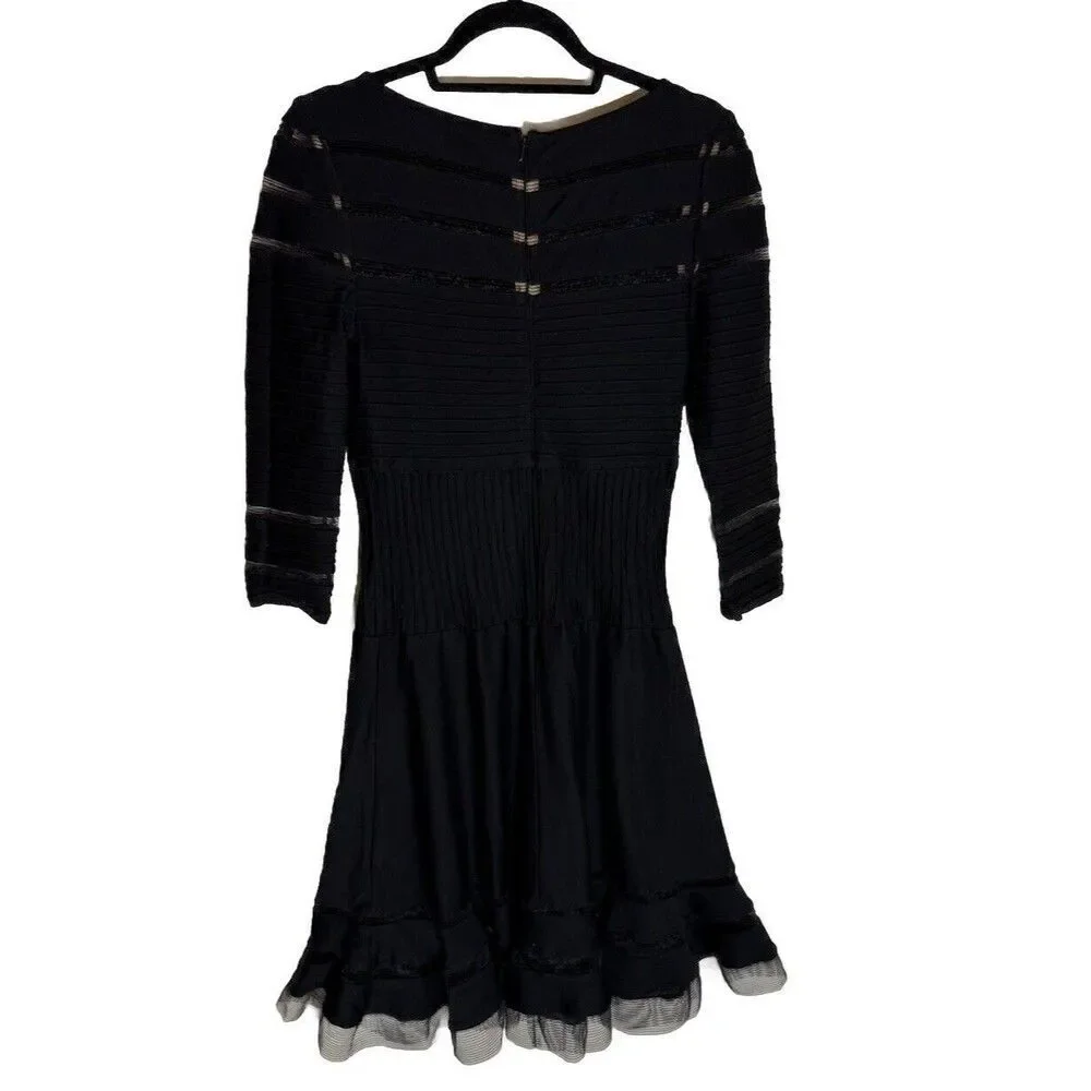 Tadashi Shoji | Dresses | Tadashi Shoji Banded Knitmesh Illusion Fit ...